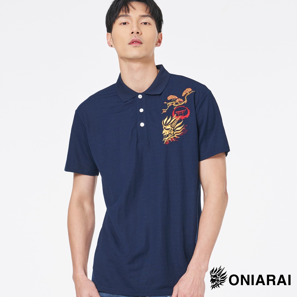 BLUE WAY 鬼洗 ONIARAI - 男款 和藝術日式元素短袖POLO衫(丈青) | 蝦皮購物