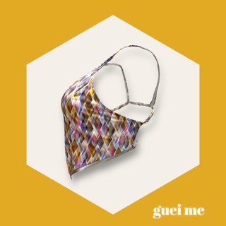 帰糸 guei me 台灣設計師品牌｜色的律動｜菱格水彩｜ 削肩款比基尼式上衣 ｜海島系 * 內含胸墊 | 蝦皮購物
