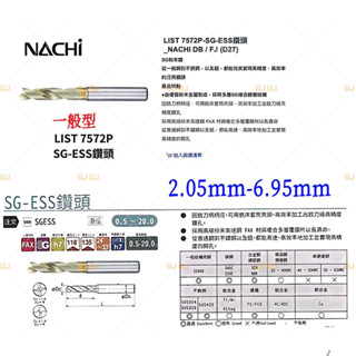 現貨 ️Nachi 日本鑽頭SG鑽頭 7572P/7570P 粉末鑽頭 2.05-6.95 | 蝦皮購物
