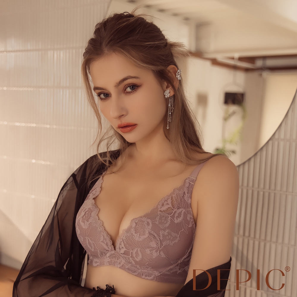 【DEPIC】Exotic-爆乳低脊心V溝玫瑰霓光蕾絲內衣組(可機洗)(柔情紫) | 蝦皮購物