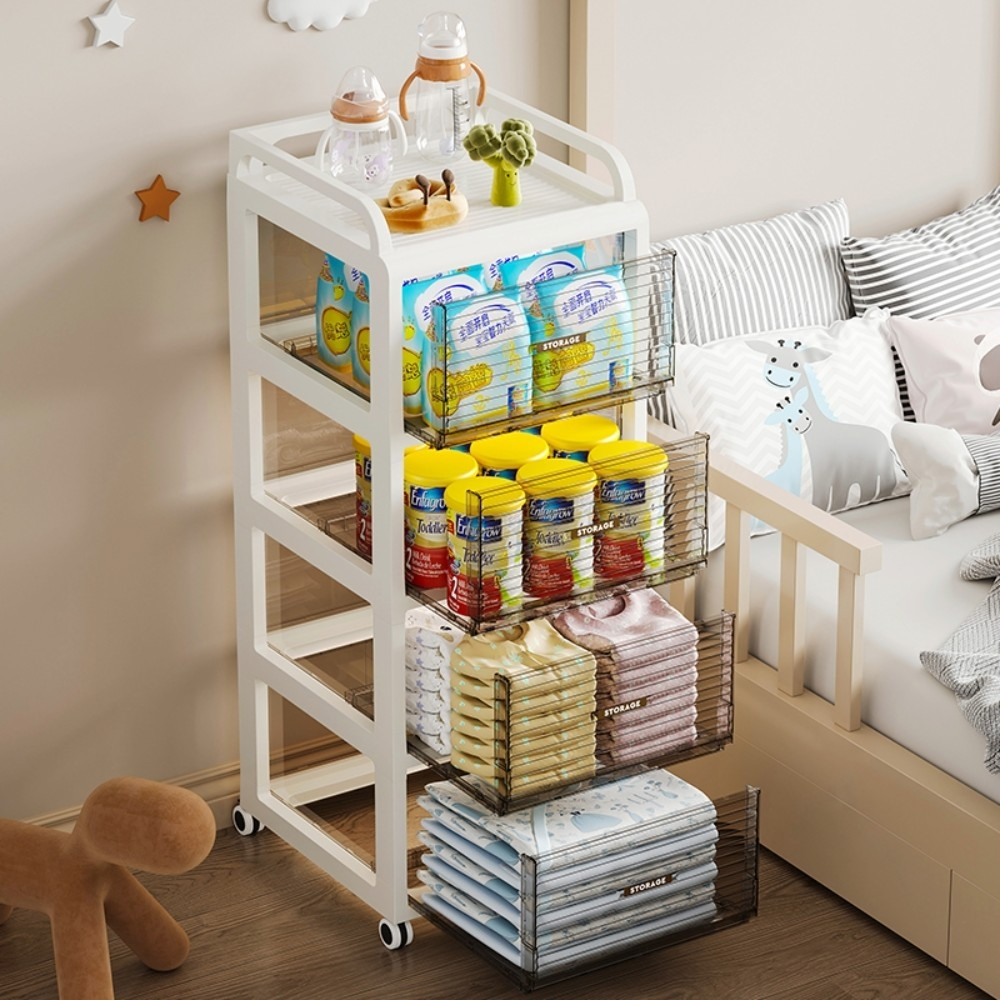 【AOTTO】40面寬透黑四層收納櫃推車(推車 收納櫃) | 蝦皮購物