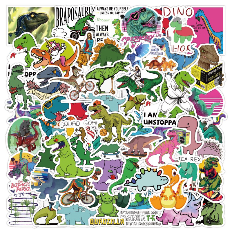 A019 現貨「Rouの貼紙小賣舖」卡通小恐龍50入貼紙組 | 蝦皮購物