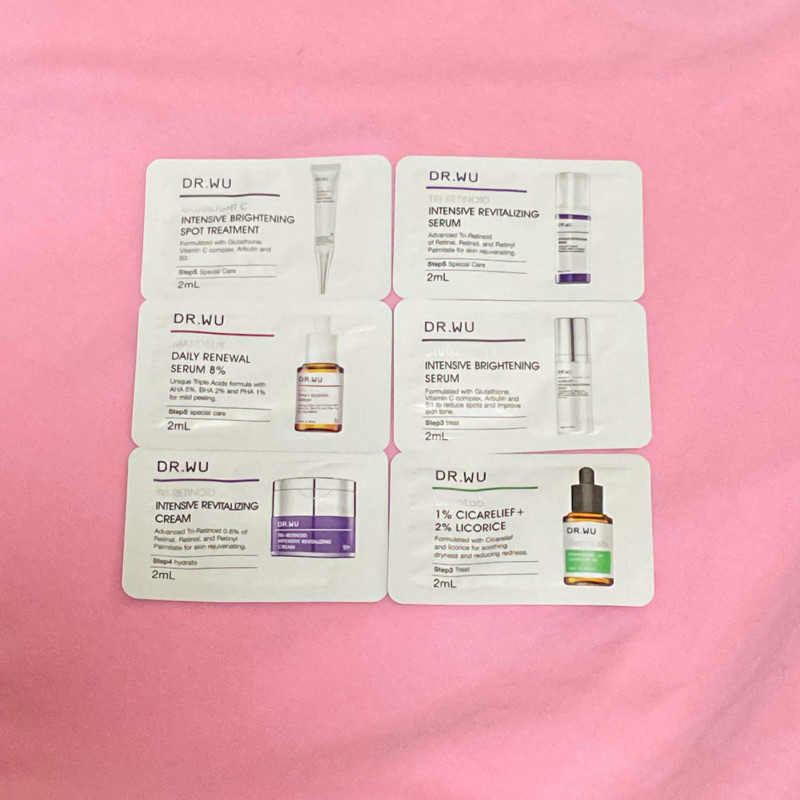 DR.WU 杏仁酸溫和煥膚精華 超A醇煥顏緊緻精華 超微C美白精華液 積雪草舒敏修護精華 2ML 試用包小樣 | 蝦皮購物