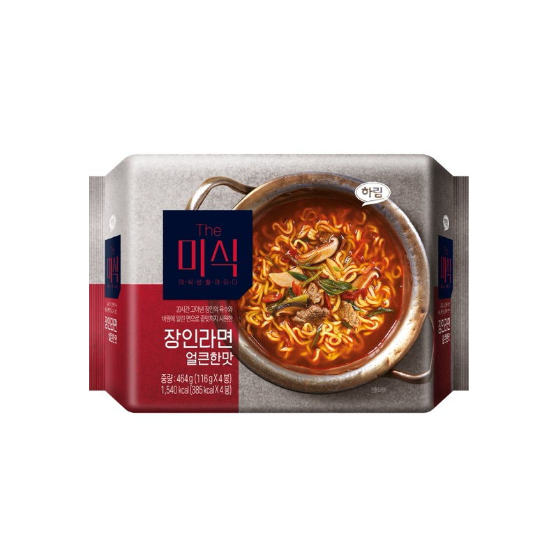 現貨3包 ️快速出貨韓國進口HARIM 匠人雞湯風味拉麵 辣味, 116g x 4包 牛骨熬製高湯 | 蝦皮購物