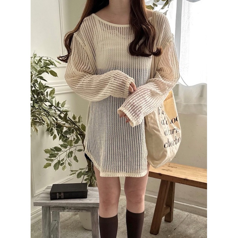 日本GRL 2way 透膚 洞洞 網狀長版上衣背心 袖子可拆網眼設計 | 蝦皮購物