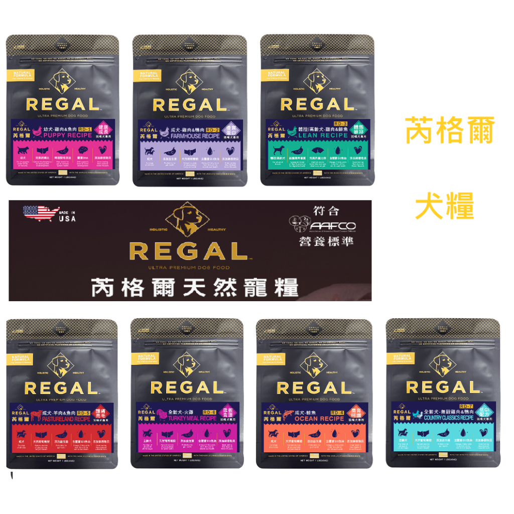 芮格爾 REGAL 美國 天然狗糧 狗飼料 454g 1.8kg 幼犬 成犬 全齡犬 高齡犬 體控犬狗糧 魚肉 無穀 | 蝦皮購物