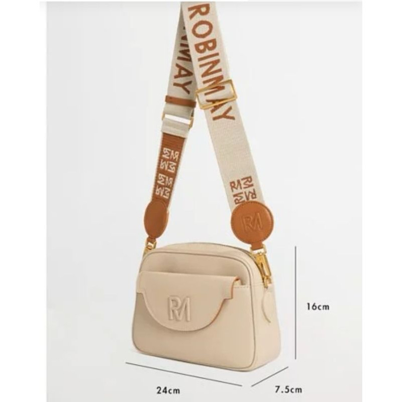 已售出[二手]極新 RM ROBINMAY野漾叢花斜背包-偏卡其和米白 | 蝦皮購物