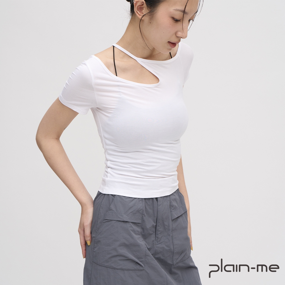 plain-me SAAKO 繞頸親膚彈力TEE SAA0025-242 | 蝦皮購物