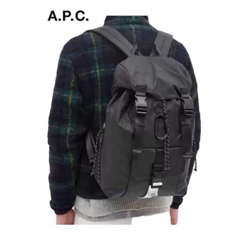 A.p.c backpack apc 背包 翻蓋雙肩包 後背包 潮流 正品代購 專櫃代購 潮流 男女 兩色 | 蝦皮購物