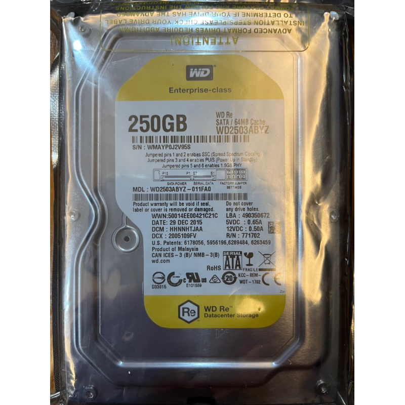 WD 威騰 WD2503ABYZ 250GB SATA/64MB 全新品（靜電袋未拆封）Enterprise-Class | 蝦皮購物