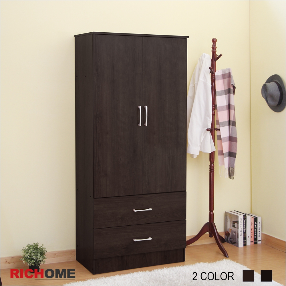RICHOME WA-200 傑菲雙門雙抽衣櫥(柚木) 衣櫃 衣櫥 收納櫃 置物櫃 玄關櫃 抽屜櫃 汙衣櫃 近全新 | 蝦皮購物