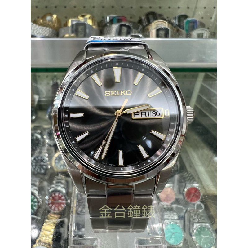 【金台鐘錶】SEIKO精工SUR343P1(藍寶石水晶鏡面) (黑灰面) 時尚鋼帶 防水100米 男錶 | 蝦皮購物