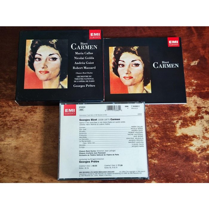 Callas 卡拉絲 Gedda Prêtre Bizet 比才 Carmen 卡門 巴黎國家歌劇院 2CD EMI | 蝦皮購物
