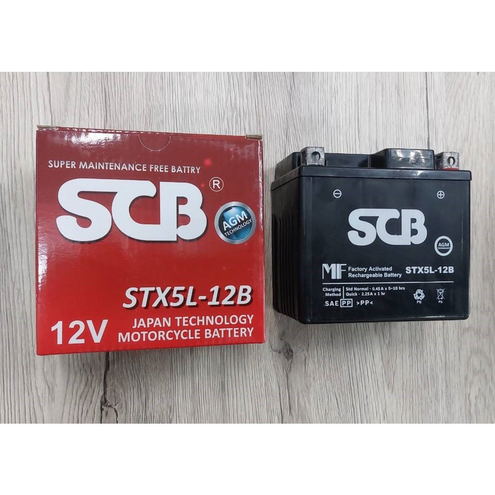 現貨 SCB 機車用電池 5號大顆 5L STX5L-12B (同YTX5L-BS GTX5L-BS） 只限網路下單出貨 | 蝦皮購物