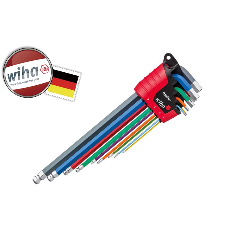 愛森諾工具 / 原廠品德國 Wiha 9支組 彩虹 L型 六角 球頭扳手 SB 369E 9F 瑩光 | 蝦皮購物