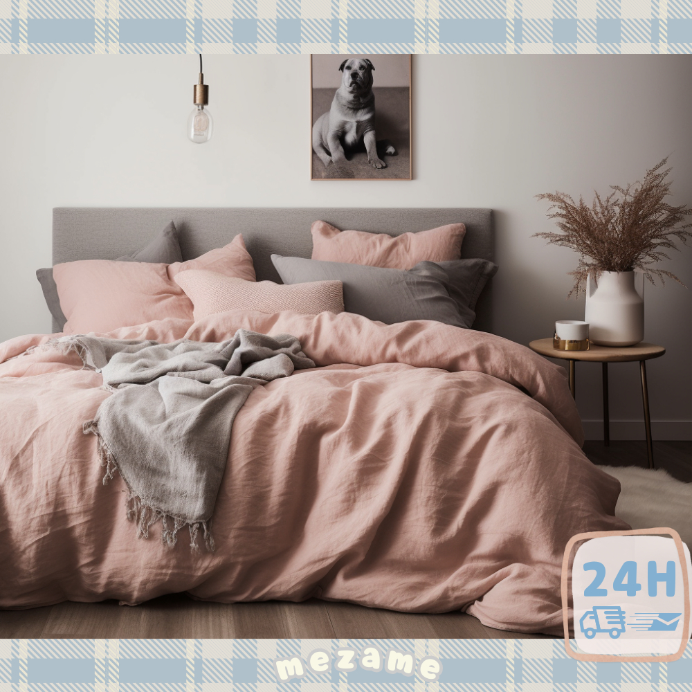 MEZAME | 24h台灣出貨🐾 紅豆芝麻 雙色素色床包 鋪棉兩用被 床單 枕套 被單 被套 雙人床包 單人床包 | 蝦皮購物