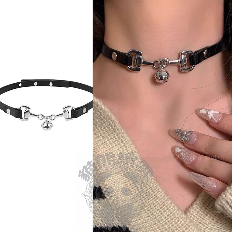 台灣現貨 貓熊繽雰 暗黑甜酷辣妹小眾設計感貓貓娘JK女僕COS萬聖節學院風choker皮質鈴鐺項圈哥德百搭頸鍊女可腿環 | 蝦皮購物