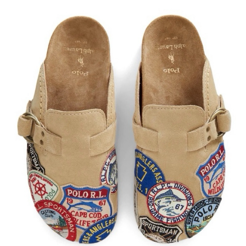 Polo Ralph Lauren Turbach Logo-Patch Suede Clog 貼布 麂皮 拖鞋 勃肯 | 蝦皮購物