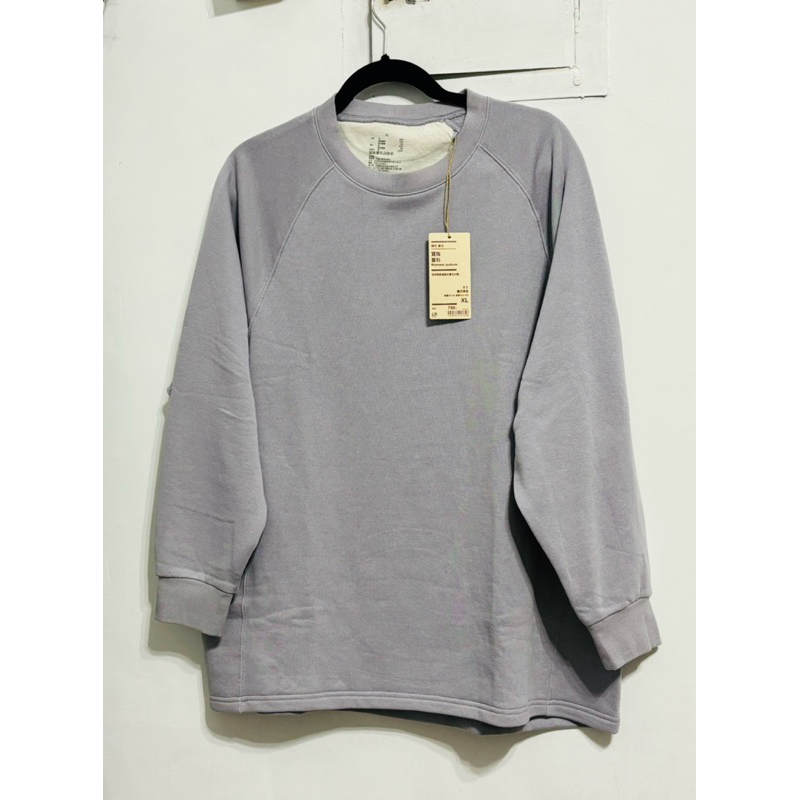 MUJI 無印良品 彈性 裹毛 寬版套衫 紫色（XL號） | 蝦皮購物