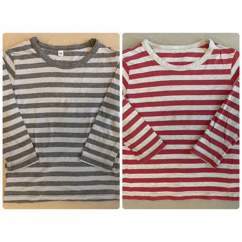 Muji 無印良品 橫條 薄上衣 100cm | 蝦皮購物