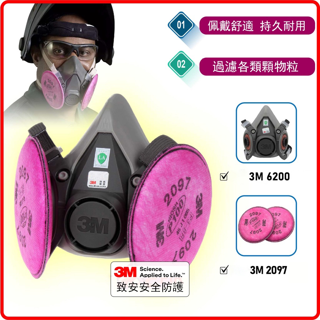 台灣現貨 12H寄出 3M 6200+2097/2091三件套 焊接 防護面具 防粉塵 石棉 電焊金屬煙 有機蒸氣異味 | 蝦皮購物