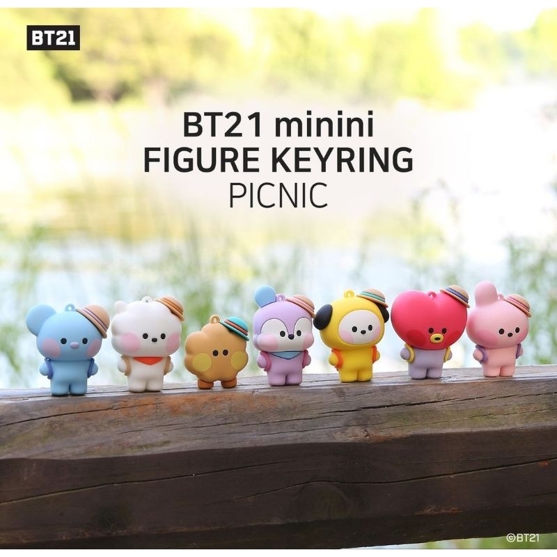 [新品預購：價格待更新]BT21 minini FIGURE KEYRING PICNIC (野餐 公仔鑰匙圈 | 蝦皮購物