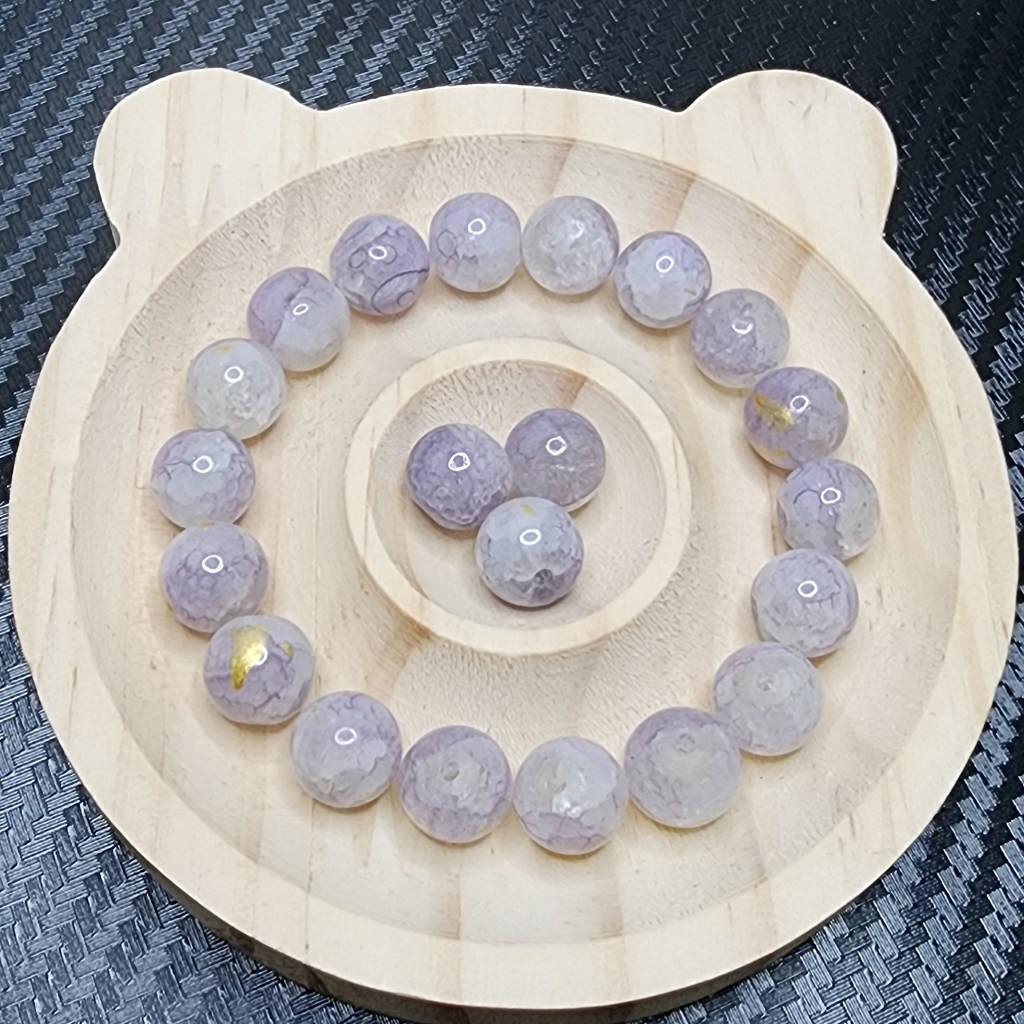 【台灣現貨】A34-單入10mm暈染撒金碎(芋泥紫) 琉璃散珠 手工DIY 爆花琉璃珠 暈染琉璃珠手串材料蛋白碎 | 蝦皮購物