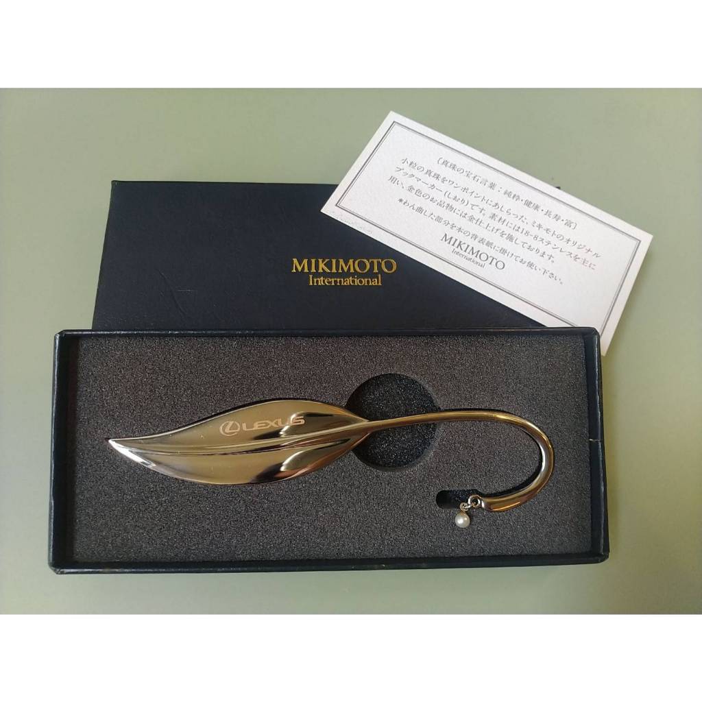 日本製 MIKIMOTO LEXUS 聯名款 御木本金屬書簽 拆信刀 柳葉書籤 珍珠裝飾 | 蝦皮購物