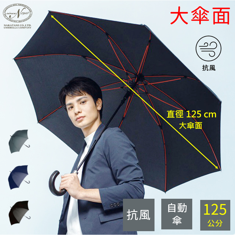 【超大傘面 抗風 自動傘 日本傘】直傘 自動傘 大雨傘 125CM抗風大傘面 雨傘 抗UV 日本中古 Nakatani | 蝦皮購物