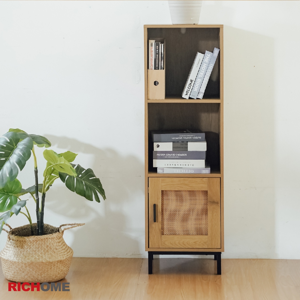 RICHOME 福利品 BO-405 布萊恩單門書櫃 收納櫃 置物櫃 書櫃 展示 電視櫃 玄關櫃 邊櫃 門櫃 藤編 | 蝦皮購物