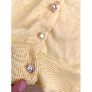 musty women 鵝黃 鑽石釦 針織 外套 F | 蝦皮購物