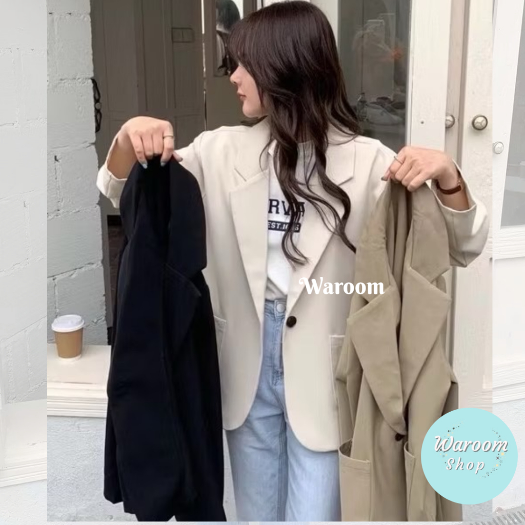 Waroom|高雄現貨 韓系冷淡風滑面無內裡西裝外套|女裝|小西服|長袖外套|西裝外套|OL |上班 |無墊肩 2057 | 蝦皮購物