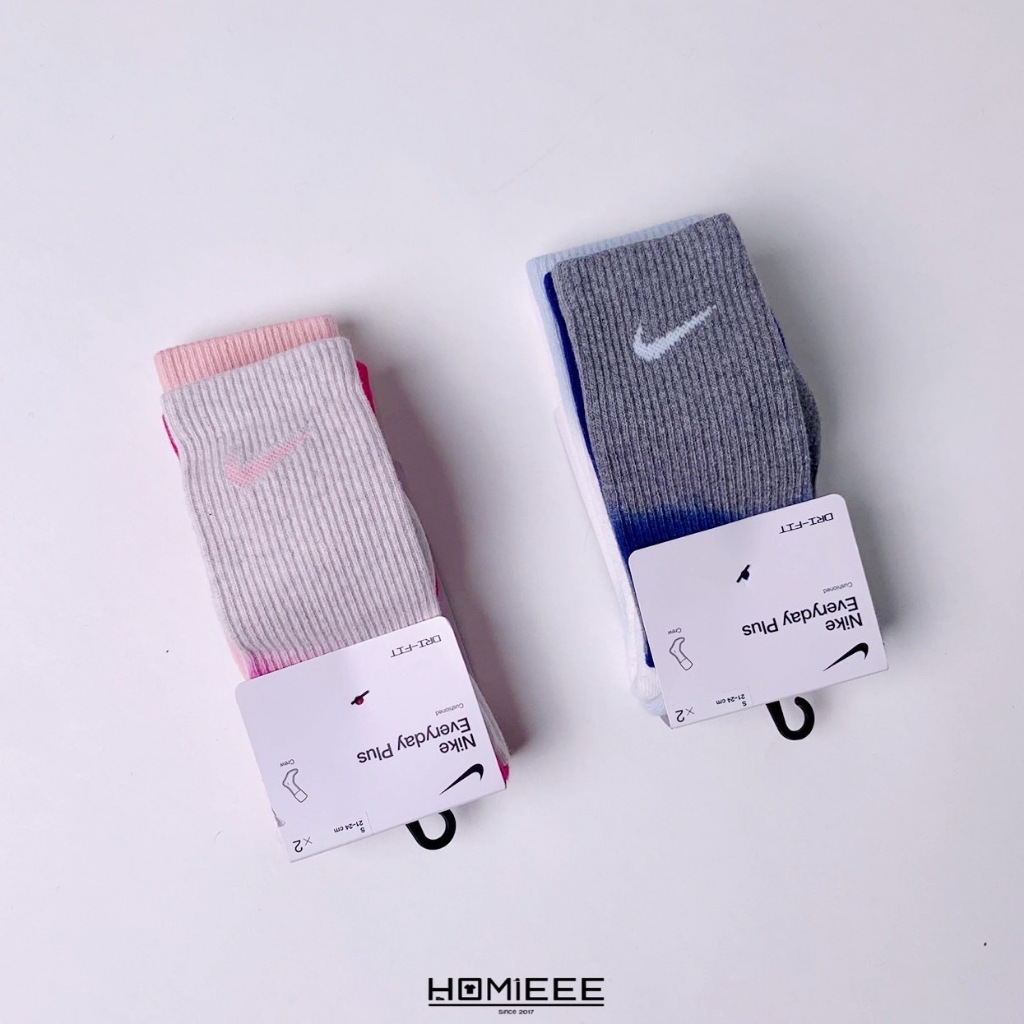 【Homieee】Nike Everyday Plus Socks 襪子 長襪 渲染 粉色 灰藍 FQ1355 | 蝦皮購物