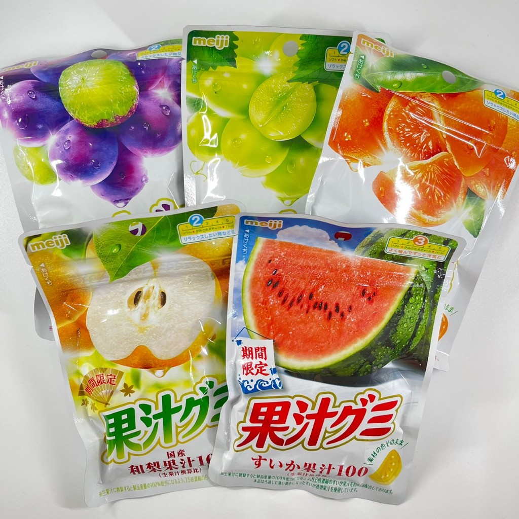 日本帶回 現貨秒發 meiji 明治 果汁QQ水果軟糖 葡萄 西瓜 橘子 麝香葡萄 櫻桃 水果軟糖 QQ軟糖 糖果 | 蝦皮購物