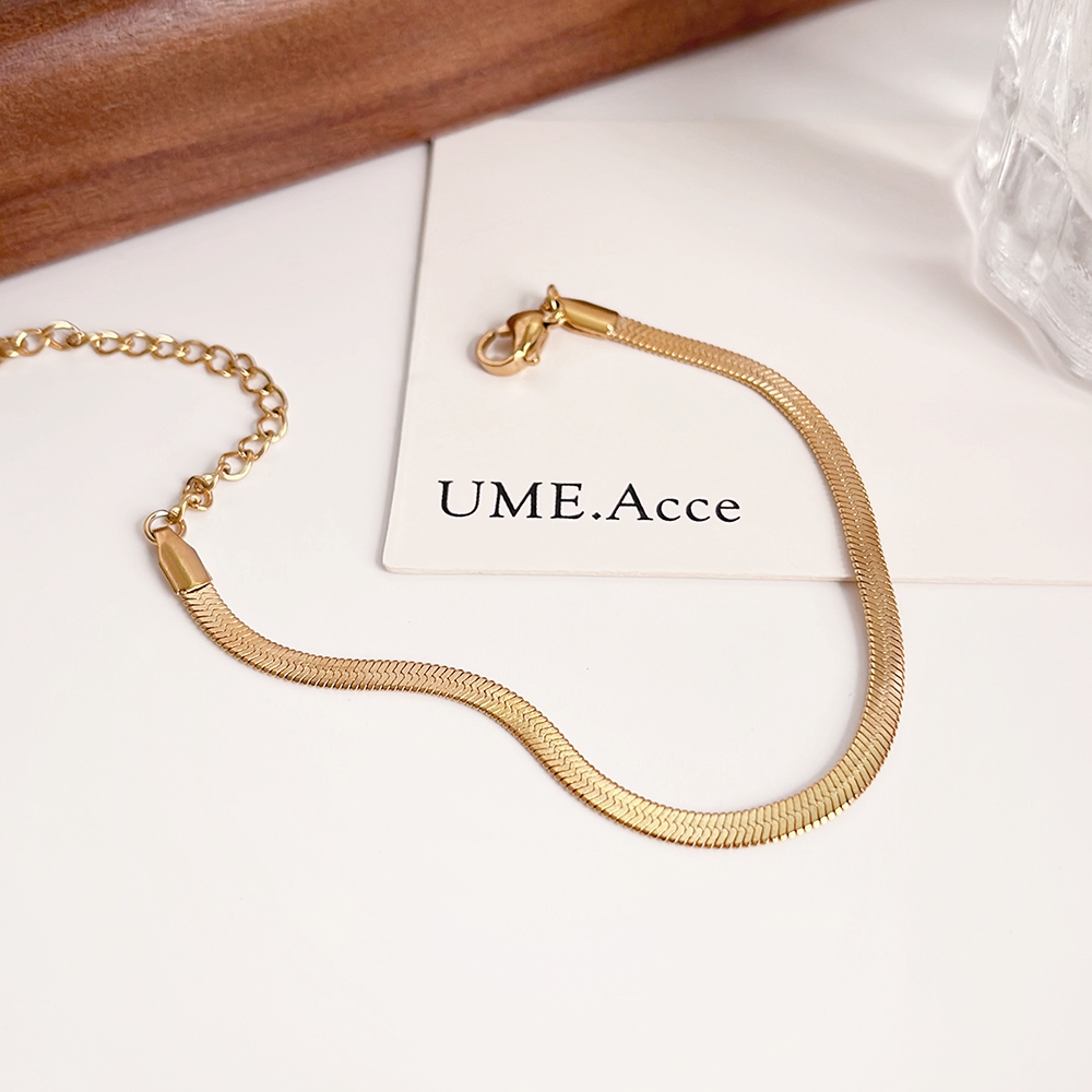 [鈦鋼.手鍊] 蛇骨鍊手鍊【UME】洗澡可戴 不退色手鍊 鈦鋼鍍18K金手鍊 | 蝦皮購物