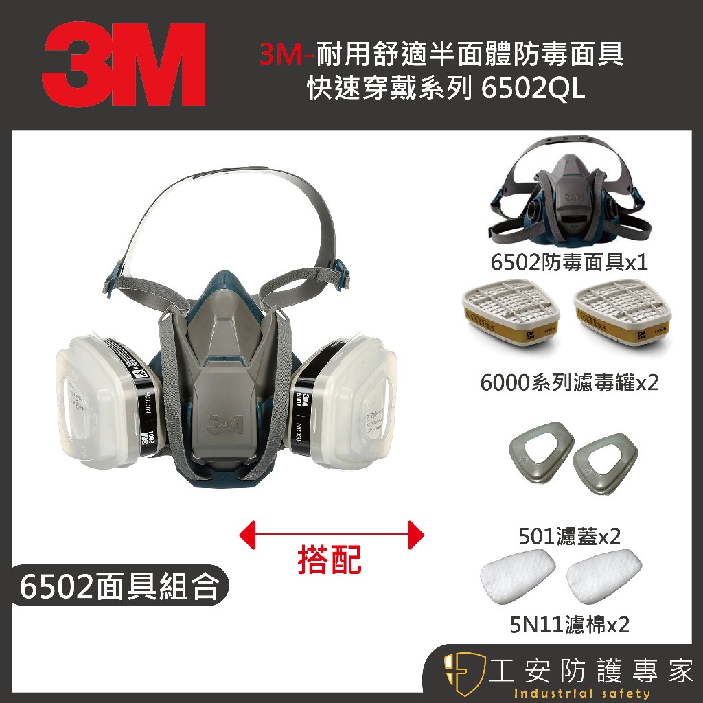【工安防護專家】【3M】6502 QL 防毒面具 雙罐式 快速穿戴 工業 農藥 噴漆木工 6502 3m 6502ql | 蝦皮購物