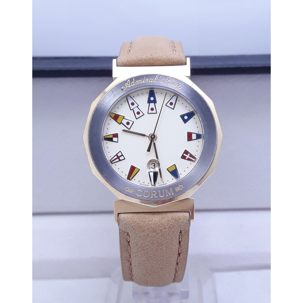 【Jessica潔西卡小舖】CORUM崑崙半金海軍上將石英錶,有日期,原裝龍頭,原裝帶扣,附原裝錶盒 | 蝦皮購物