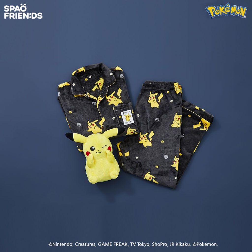 【zz韓國代購🇰🇷】 🔥新增新款🔥 SPAO x 寶可夢 睡衣 睡褲 套裝 拖鞋 神奇寶貝 皮卡丘 兒童睡衣 | 蝦皮購物