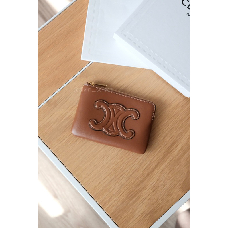 預購Celine Coin&card pouch凱旋門拉鍊零錢包 一字零錢包的 | 蝦皮購物