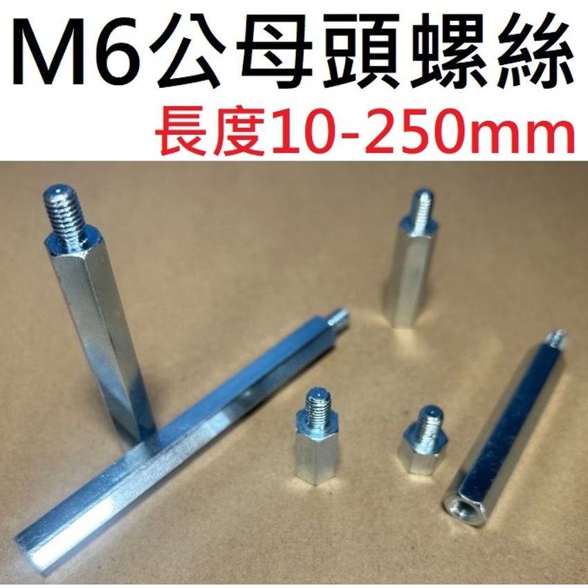 【不囉嗦24H送出】M6 公母頭螺絲 長度10-250mm 增高螺絲 PCB板 鍍鋅 外內牙螺絲 墊高螺絲 延伸螺絲 | 蝦皮購物