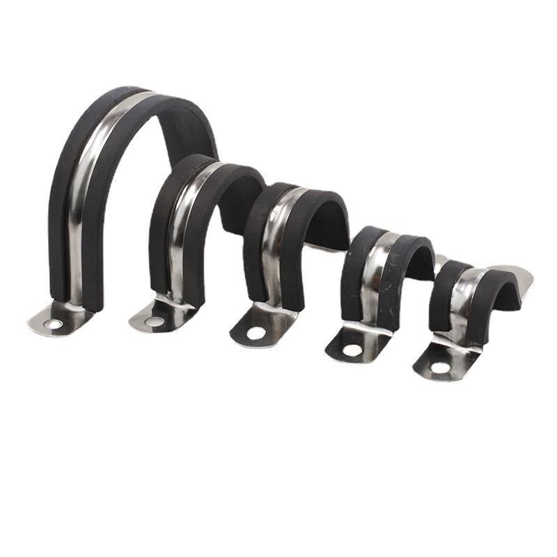 【susumy】 304不銹鋼帶膠條騎馬卡 小尺寸 水管夾歐姆卡 U型管束 U型抱箍卡箍管 支架管扣 | 蝦皮購物