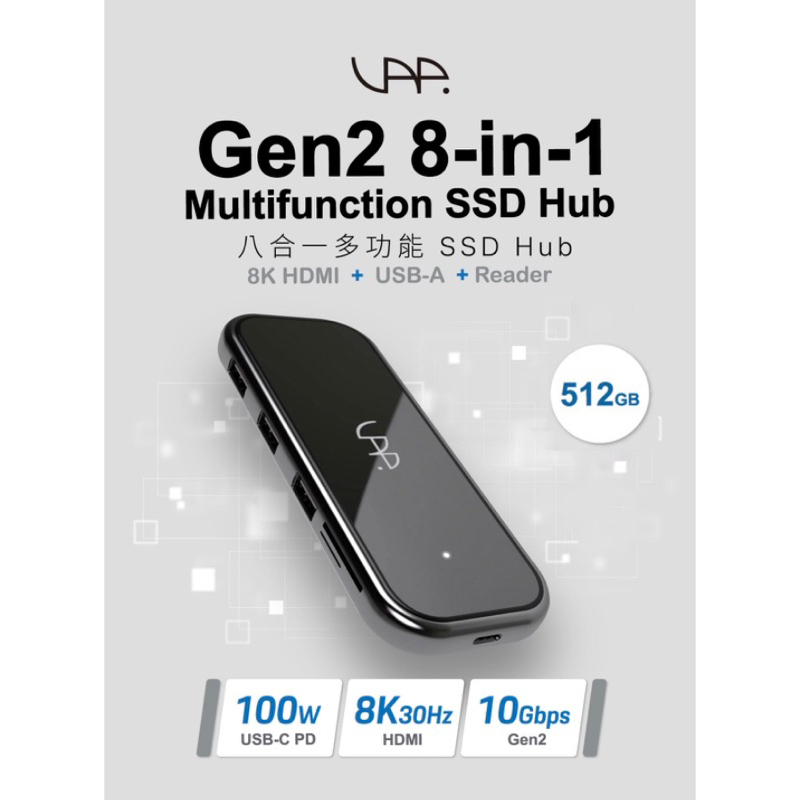 〈VAP〉SSD HUB 512GB 電腦擴充埠2代 Multifunction SSD Hub 8K HDMI | 蝦皮購物