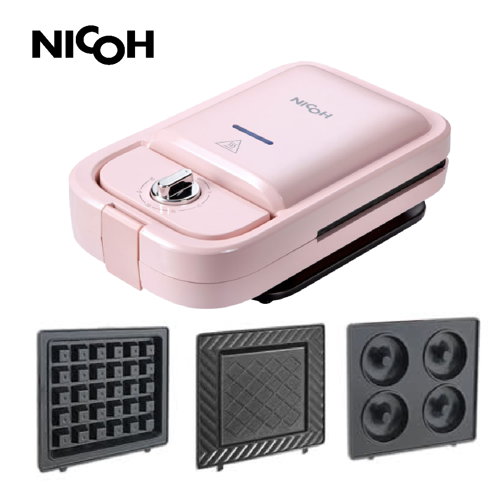日本NICOH 熱壓三明治機 附贈 鬆餅/甜甜圈/鯛魚燒/熱壓三明治 4種模具盤 NS-303P | 蝦皮購物
