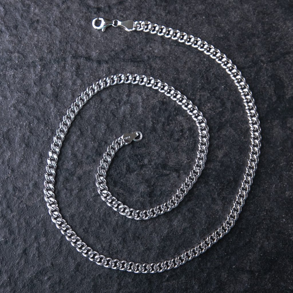 嘻哈925銀金屬寬度4mm古巴練 S925 4MM PLAIN CUBAN CHAIN | 蝦皮購物