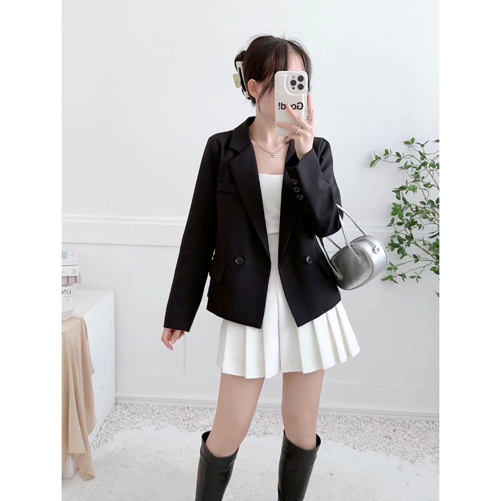 Waroom|高雄現貨秒出 訂製款 短款長袖手袖三粒扣西裝外套|女裝|修身|西服|正式|小個子|西裝外套|韓系 8862 | 蝦皮購物