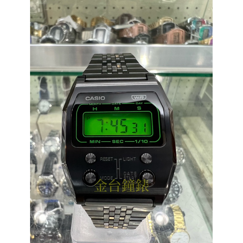 【金台鐘錶】CASIO卡西歐 電子數位 A1100B-1 (黑色離子) 全不鏽鋼 (經典復古潮流) | 蝦皮購物