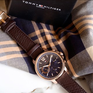 【For You】當天寄出 I Tommy Hilfiger 玫瑰金 藍面 三眼 棕色皮革腕錶 1791532 | 蝦皮購物