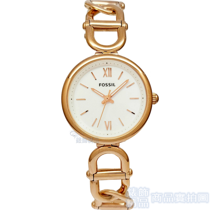 FOSSIL ES5273手錶 銀白面 玫瑰金色 可拆式不鏽鋼 手鍊 女錶【錶飾精品】 | 蝦皮購物
