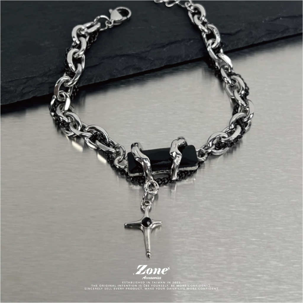 zzStore | 『現貨』"太空柱" 星體纏繞 黑曜石 / 鈦鋼 / 飾品 / 手鍊 Z050 | 蝦皮購物