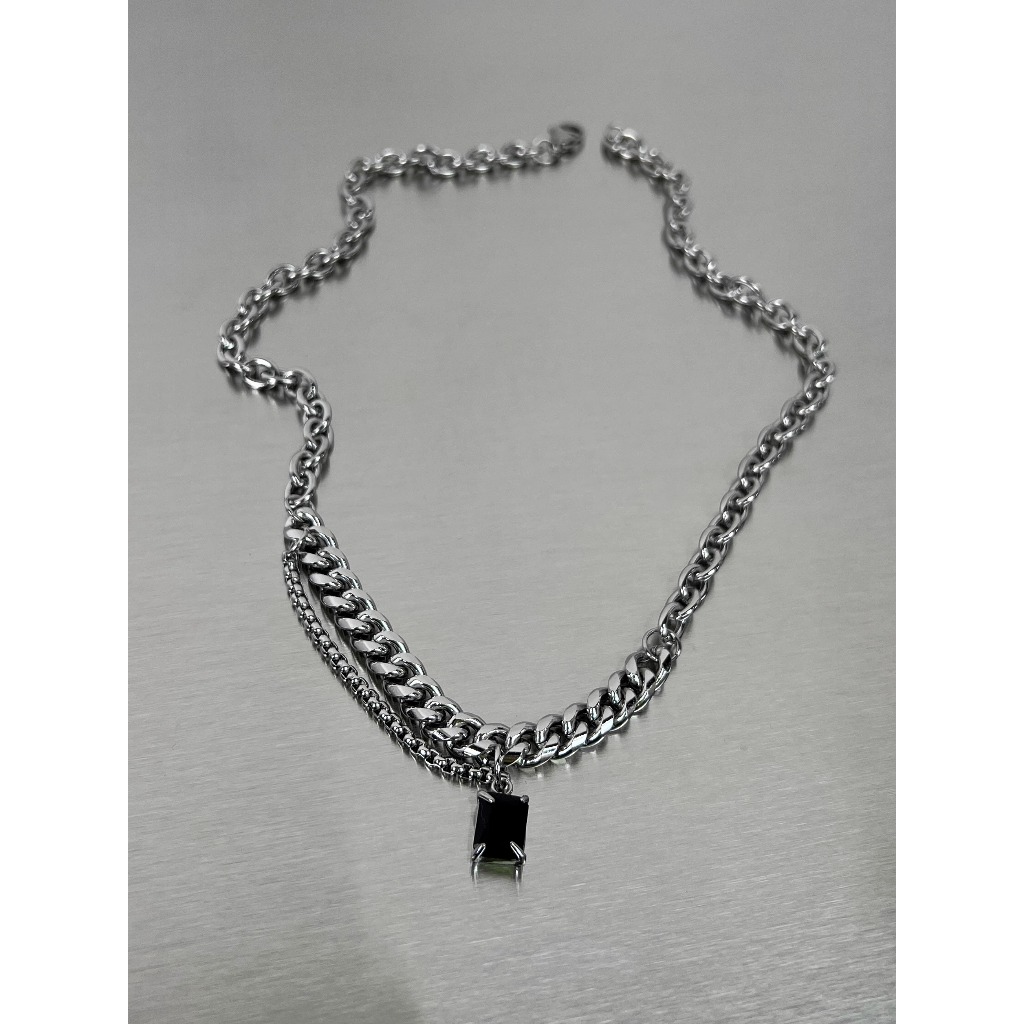 zzStore | 『現貨』高冷 交疊爪鑲 雙層設計 / 鈦鋼 / 飾品 / 項鍊 Z060 | 蝦皮購物